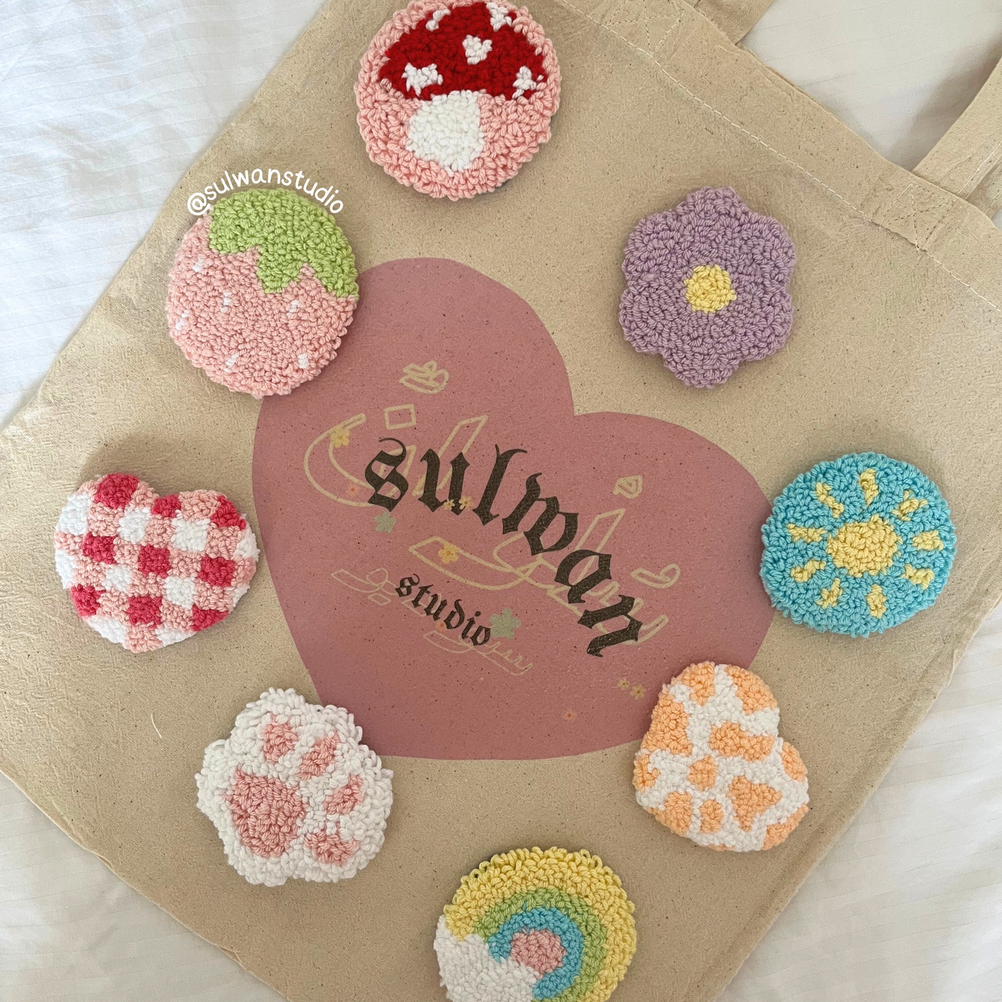 Kawaii Cute Badge, Colorful Pastel Pin, Handmade Punch Needle Fairy Kei ...