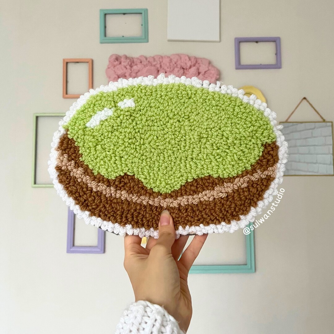 Donut Green Wall Hanging, Kawaii Pop Art Faux Food, Punch Needle ...