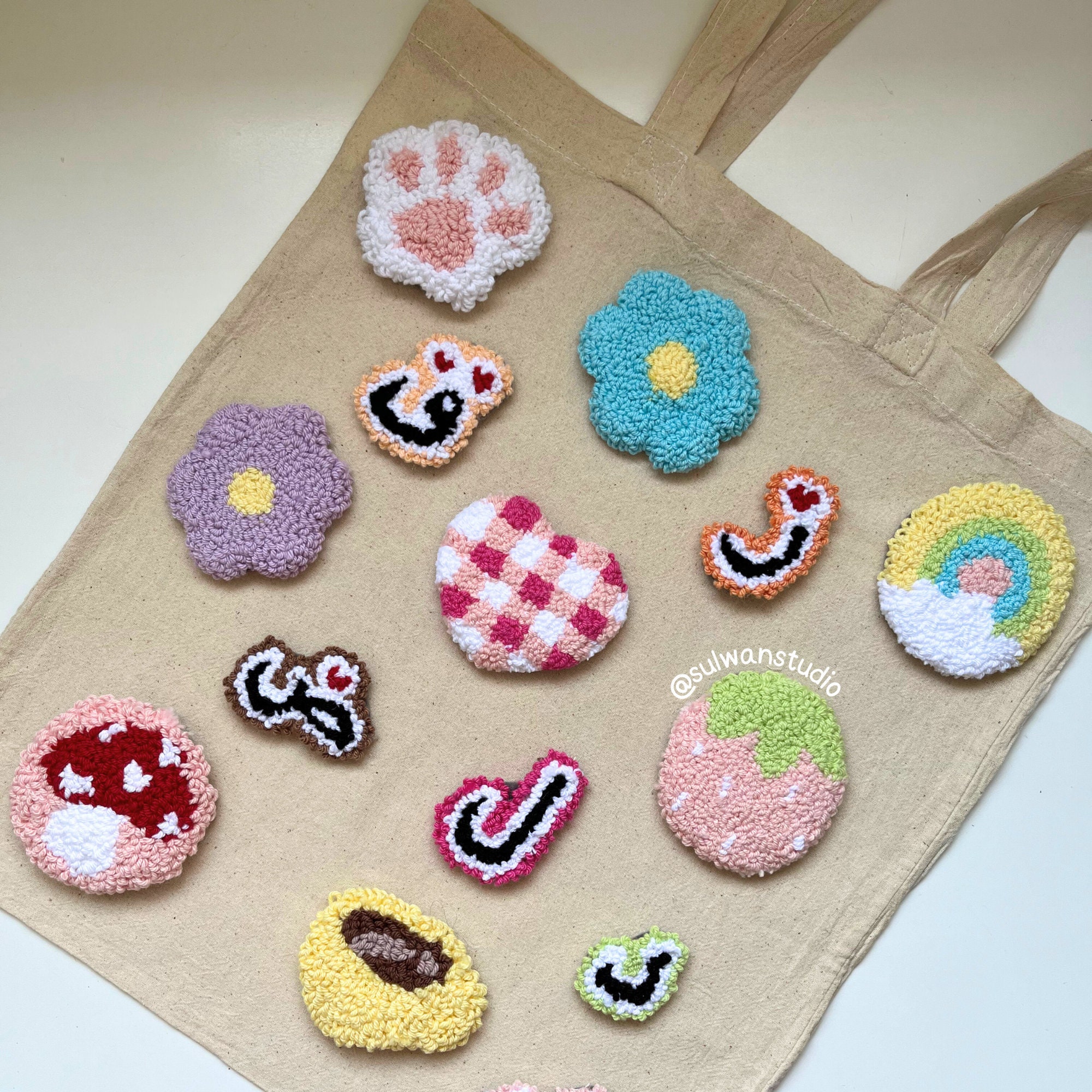 Kawaii Cute Badge, Colorful Pastel Pin, Handmade Punch Needle Fairy Kei ...