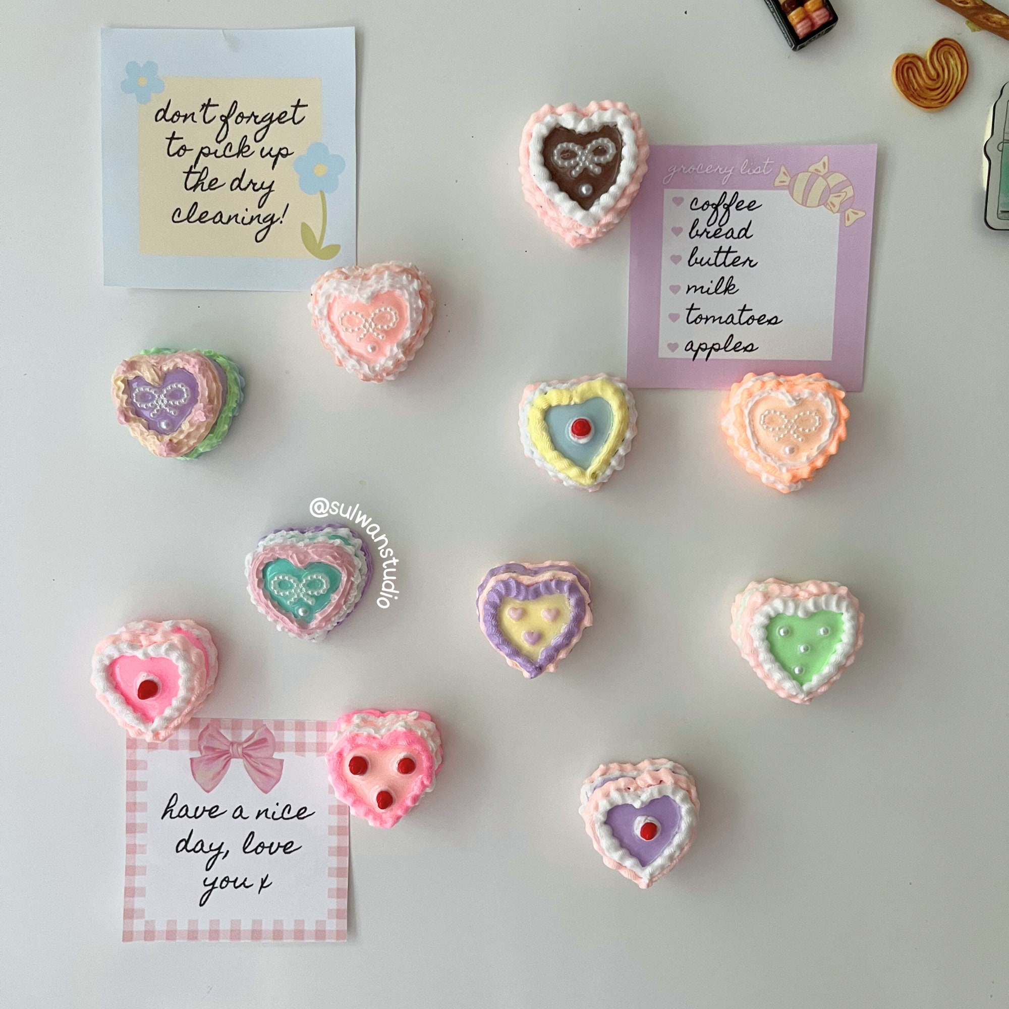 Heart Cake Fridge Magnet, Cute Miniature Food Pastel Kitchen Decor ...