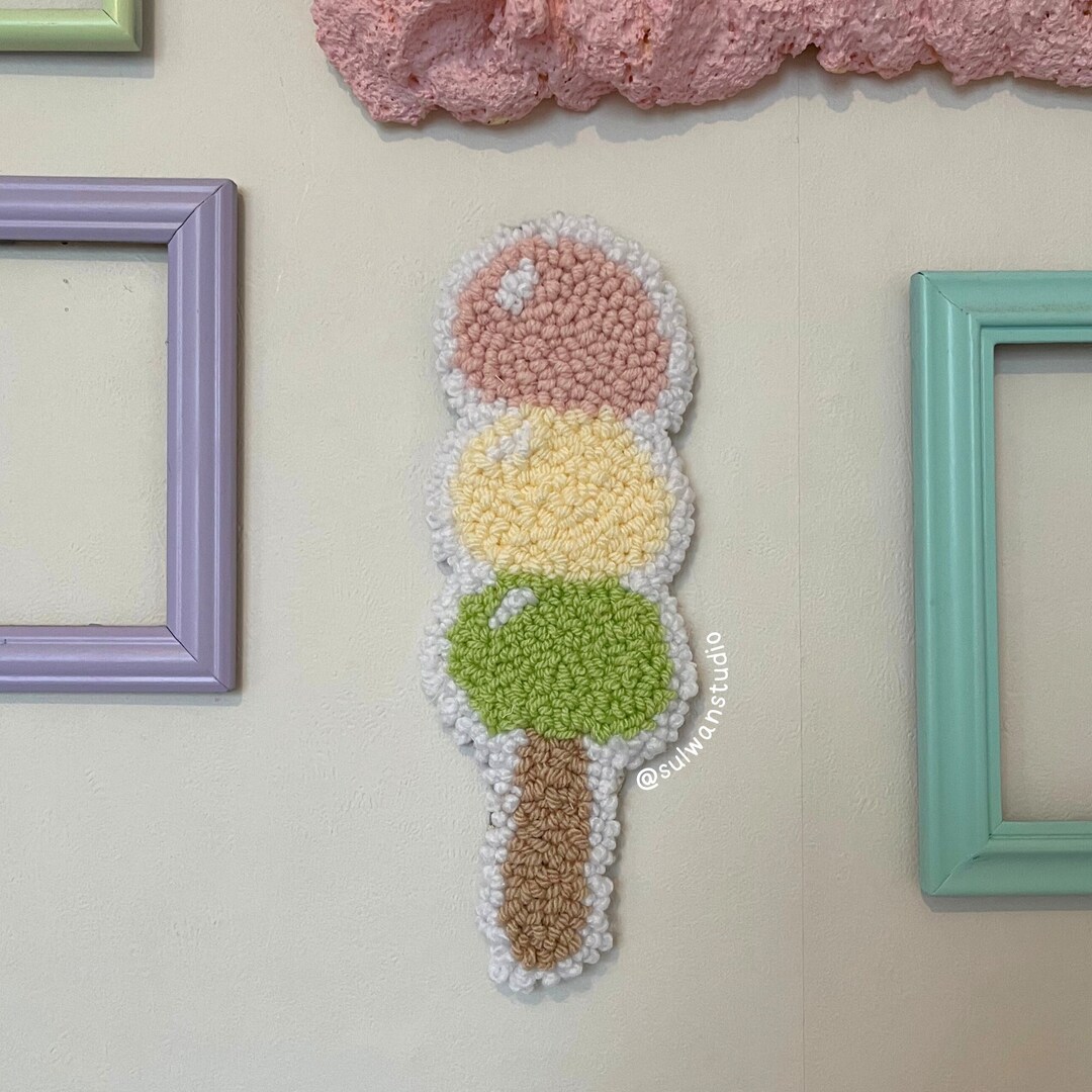 Hanami Dango Mochi Cute Home Rug, Kawaii Gallery Wall Hanging, Punch ...
