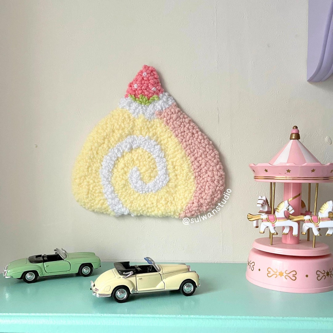 Handmade Strawberry Swiss Roll Cake Wall Hanging, Kawaii Rococo Decor ...