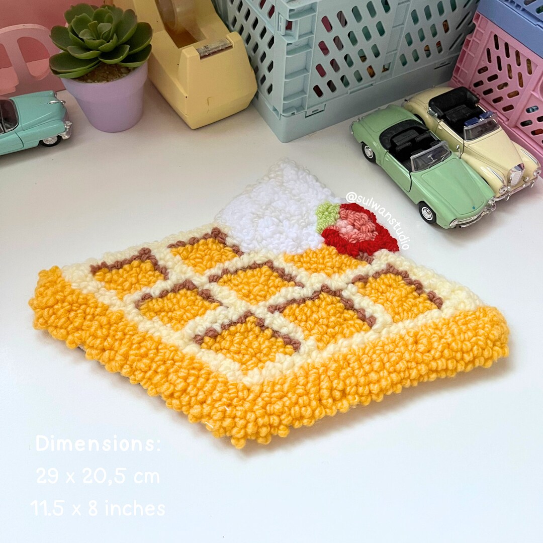 Waffle Wall Art Strawberry, Kawaii Hanging Rug, Dessert Coquette ...