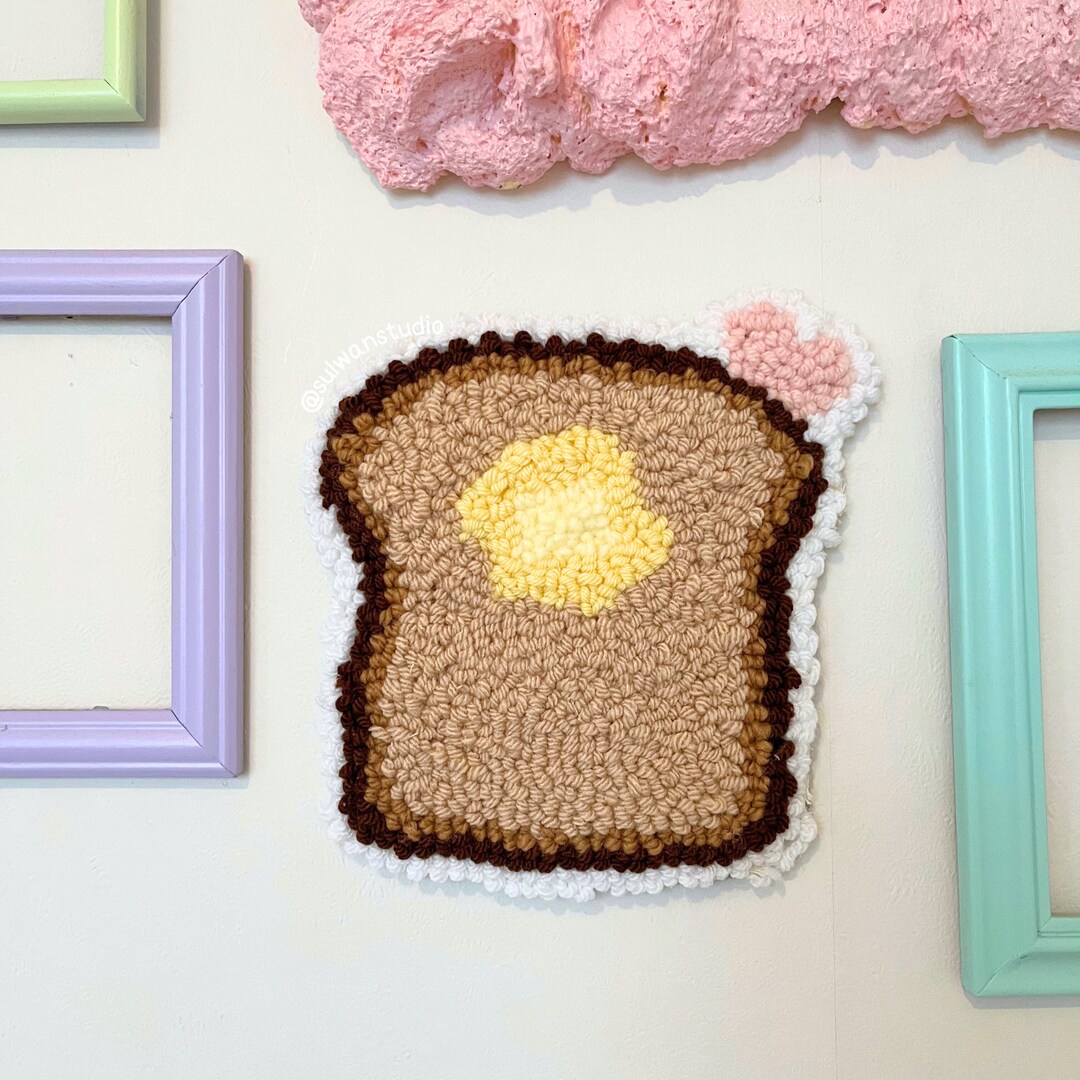 Toast Butter Heart Rug Cute, Kawaii Gallery Wall Hanging, Fluffy ...