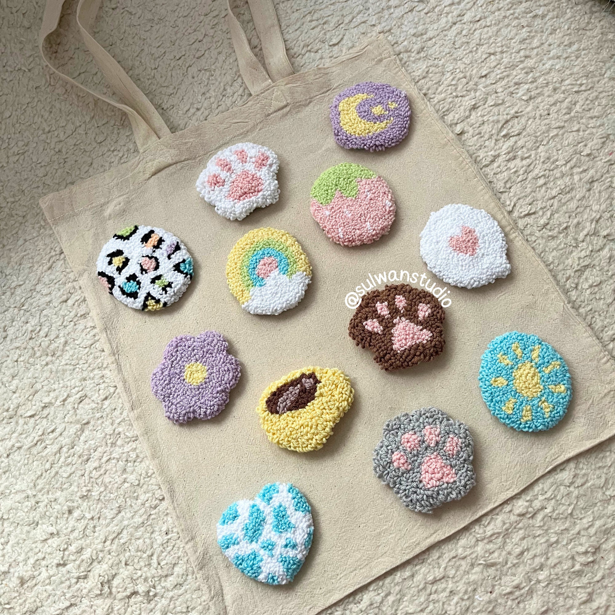 Kawaii Cute Badge, Colorful Pastel Pin, Handmade Punch Needle Fairy Kei ...