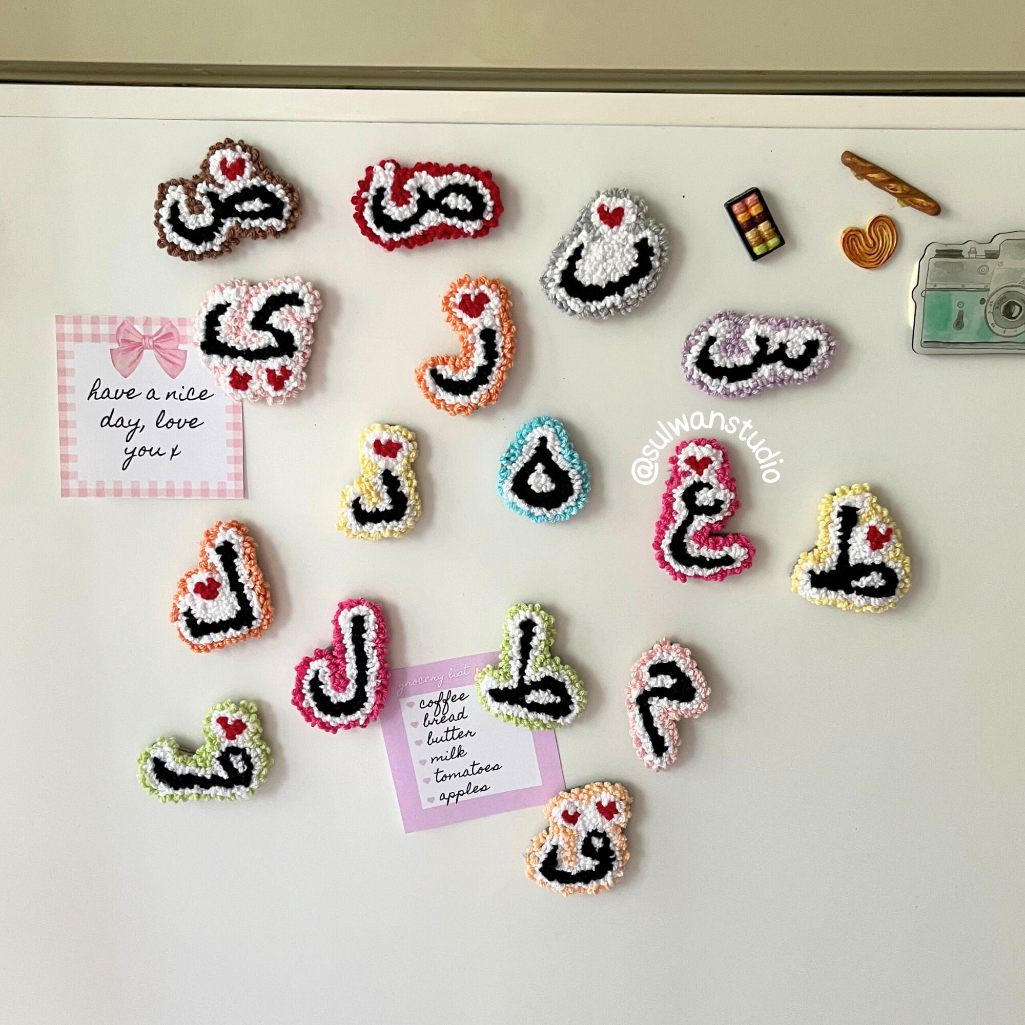 Arabic Alphabet Fridge Magnet, Initial Letter Name Colorful Pastel ...