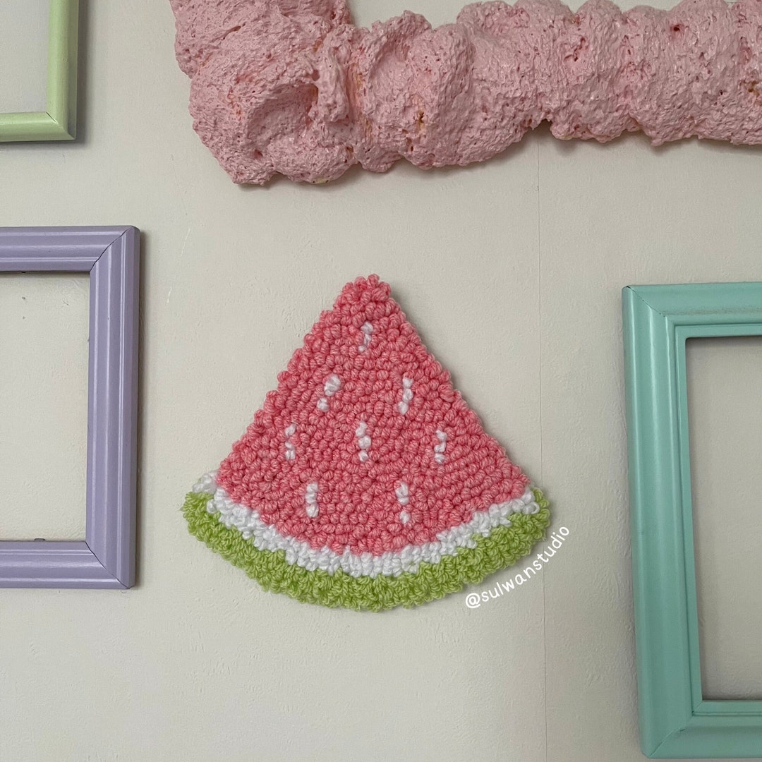 Watermelon Fruit Pink Home Rug, Kawaii Gallery Wall Hanging, Punch ...