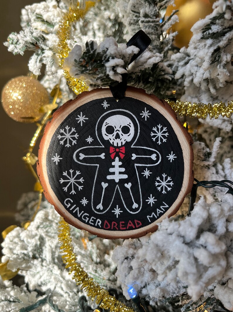 Gothic Christmas Tree Wood Ornament, Spooky Merry Creepmas Decoration ...