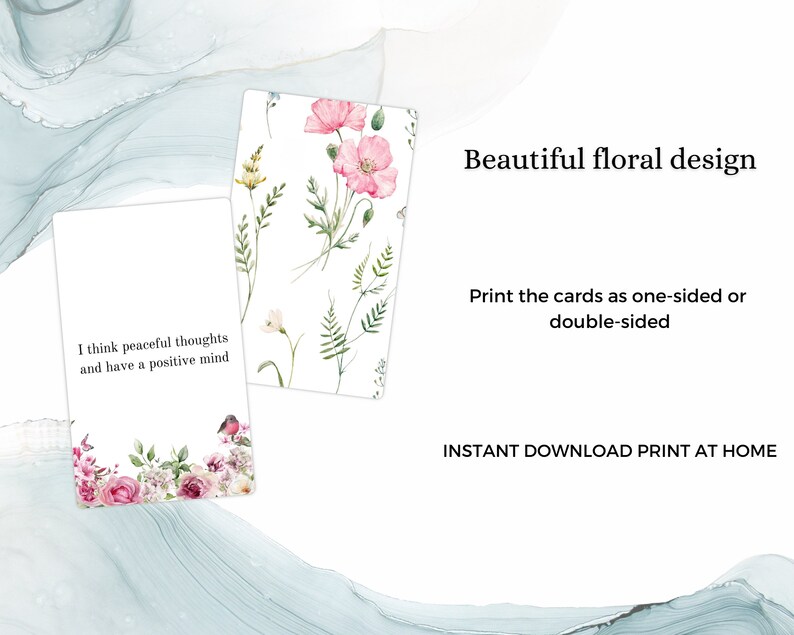 Positive Affirmation Cards With Flowers, Daily Self-care Positive ...