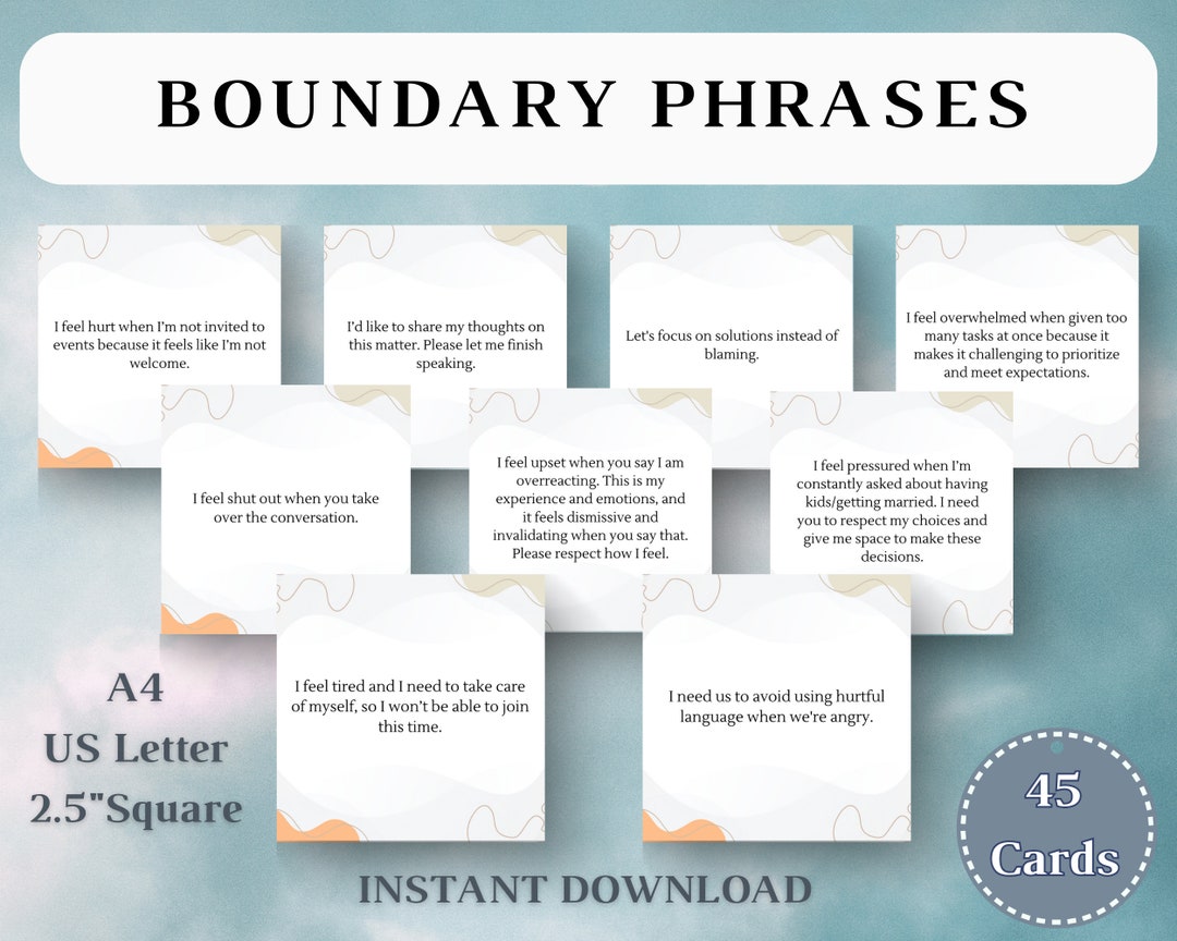 Boundary Phrases Cards, Printable Boundary Setting Examples for Healthy ...