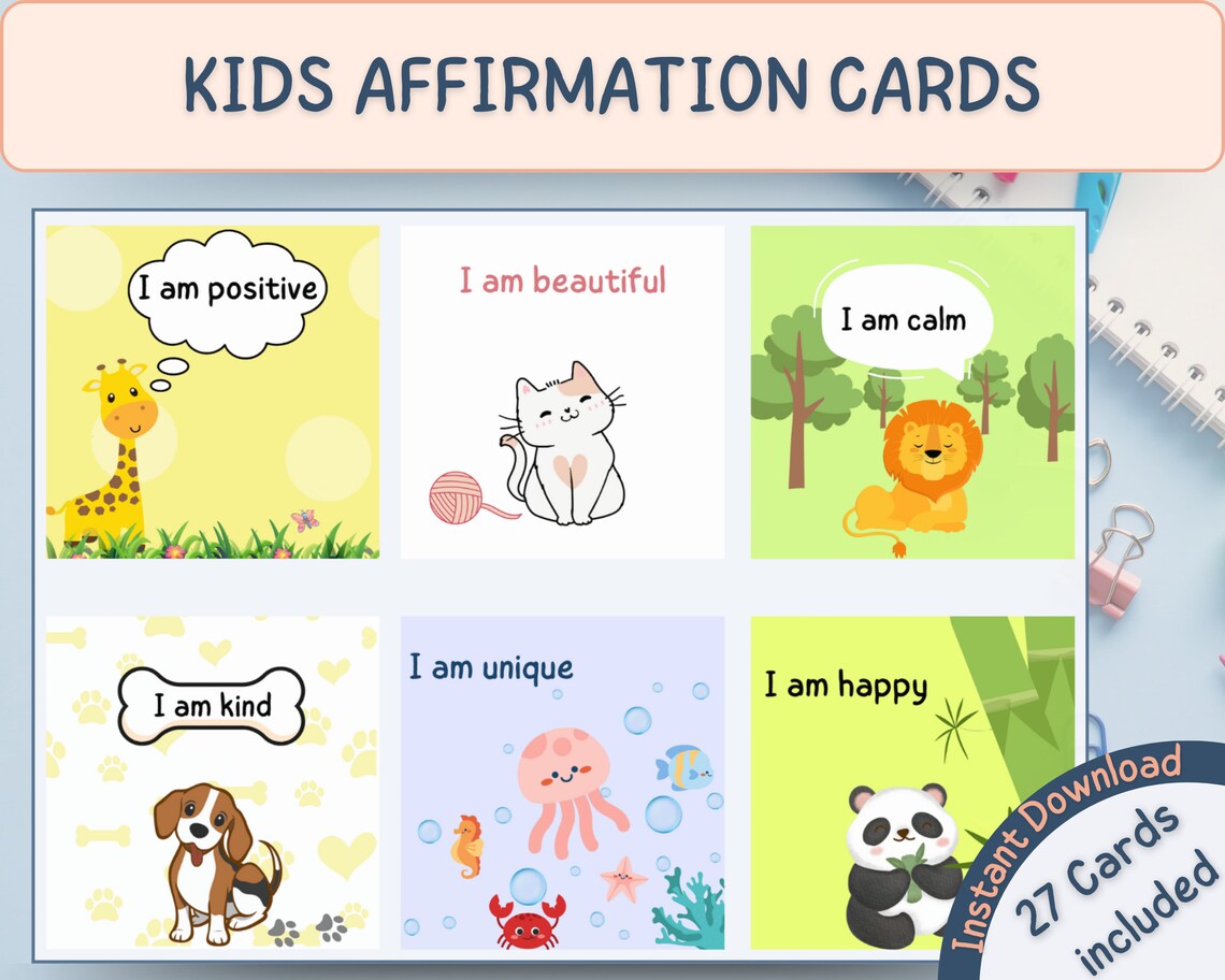 Positive Affirmation Cards for Kids, Printable Cards for Children ...