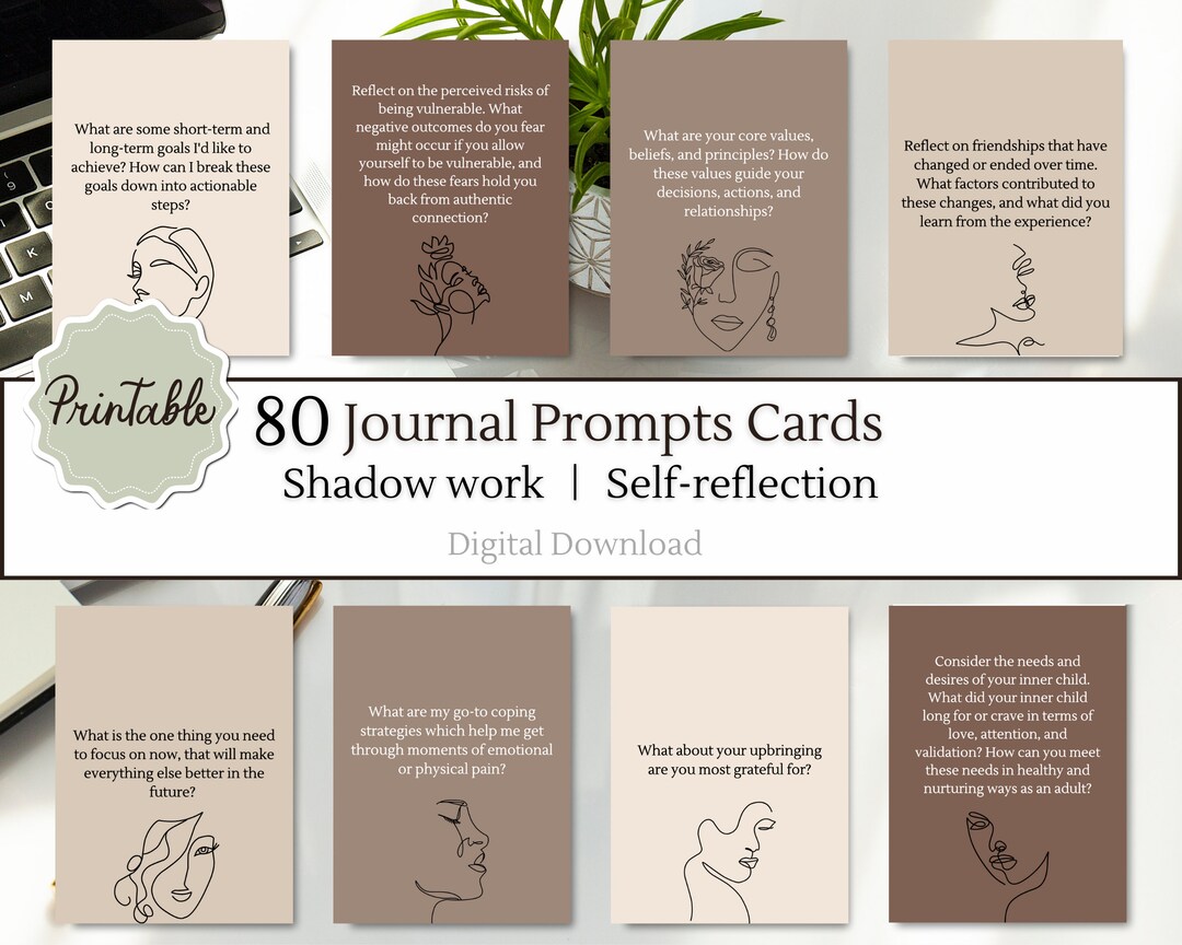 Journal Prompt Cards Shadow Work, Self-reflection Mindfulness Cards ...