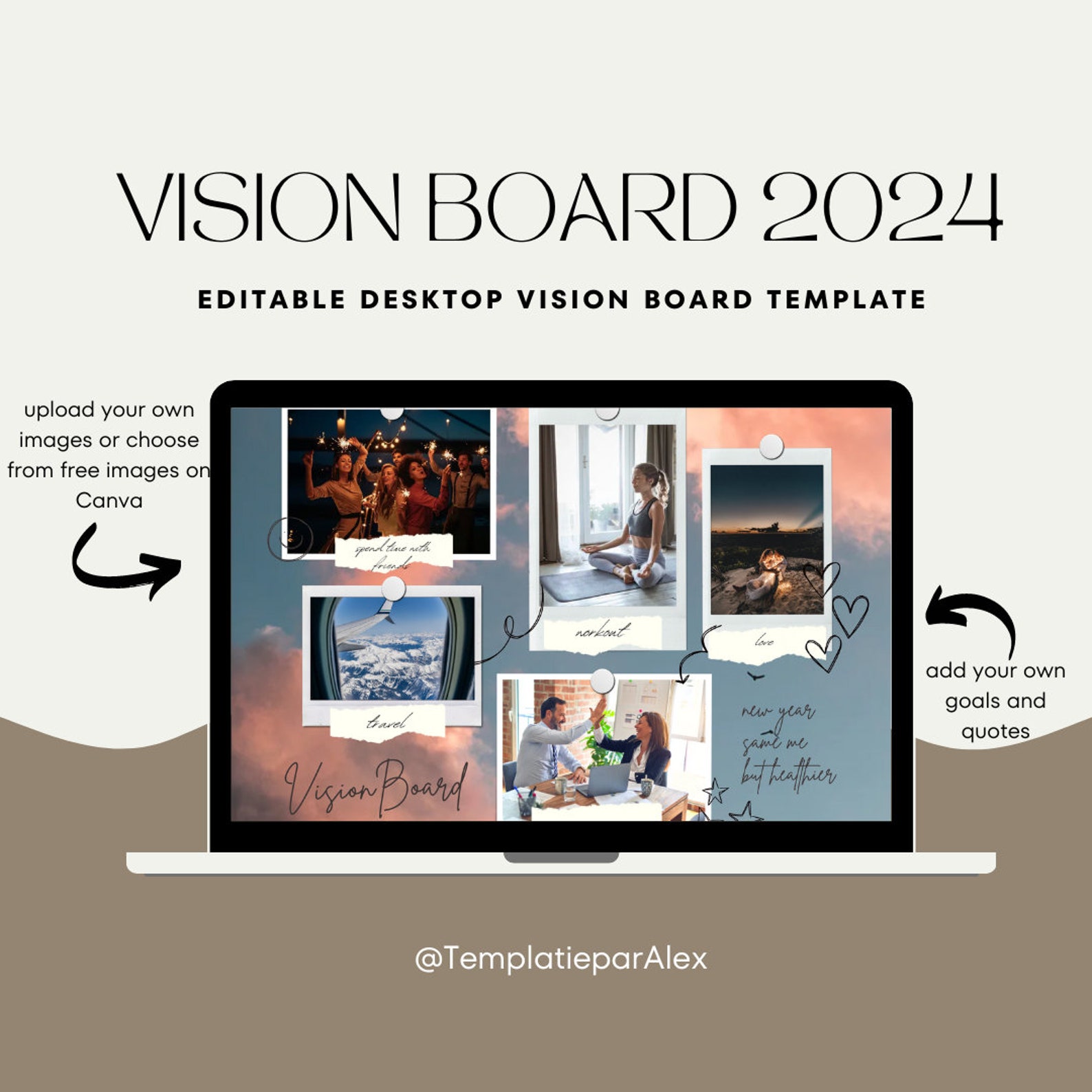 Modèle De Tableau De Vision Numérique Canva, Tableau De Vision 2024 ...