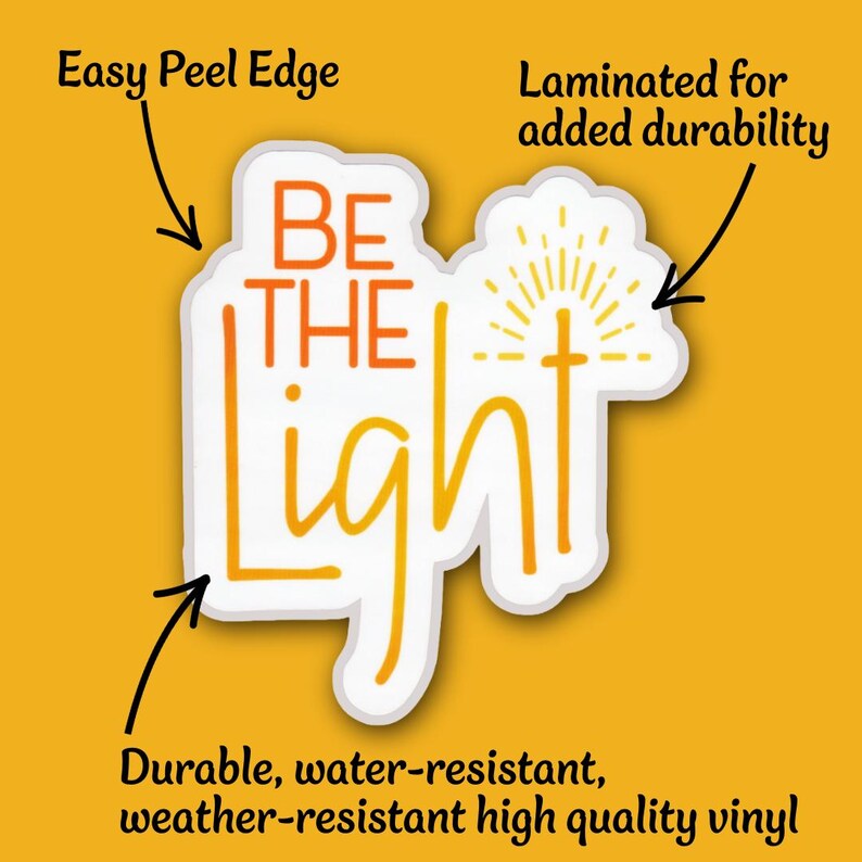 Be the Light Sticker | Inspirational Quote for Optimism & Encouragement ...