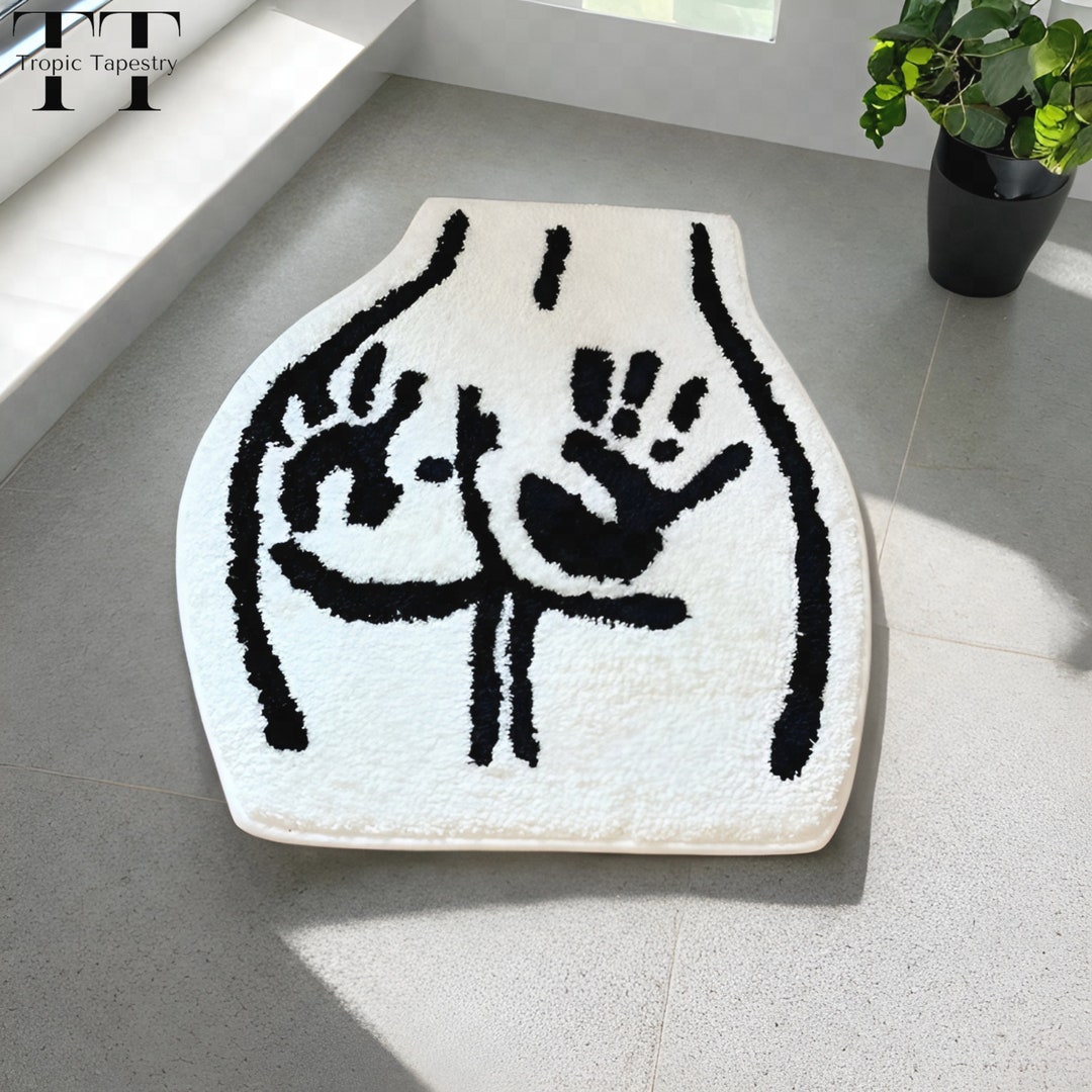 Funky Cartoon Bathroom Mat, Clapping Cheeks Bath Rug, Anti Slip Mat ...