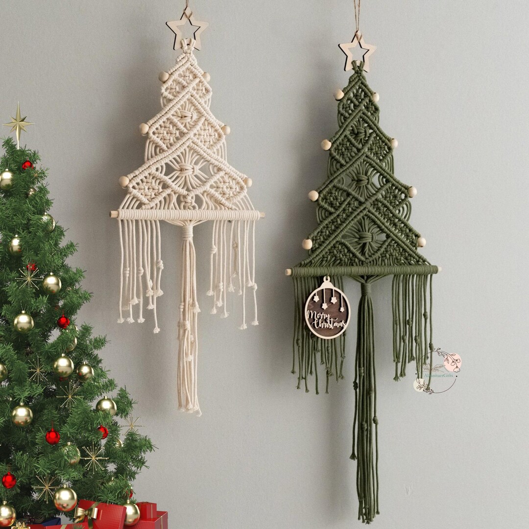 Macrame Christmas Tree Wall Decor, Fireplace Decor, Modern Macrame ...