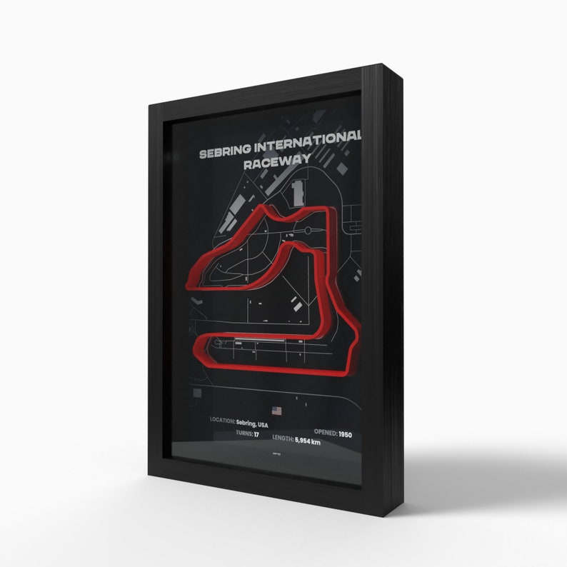 3D Print Sebring Racetrack Poster Framed Race Track Art Motorsport Wall ...