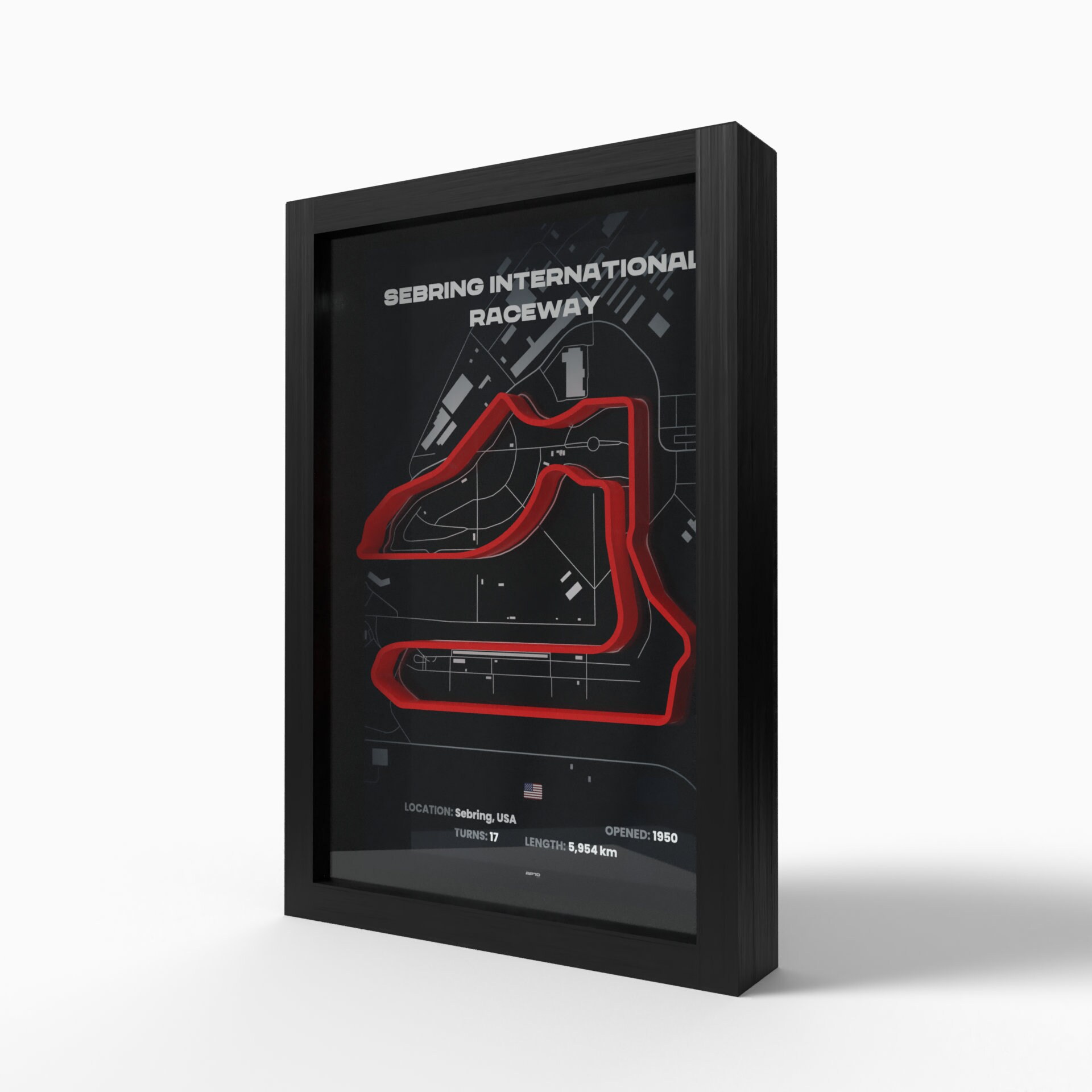 3D Print Sebring Racetrack Poster Framed Race Track Art Motorsport Wall ...