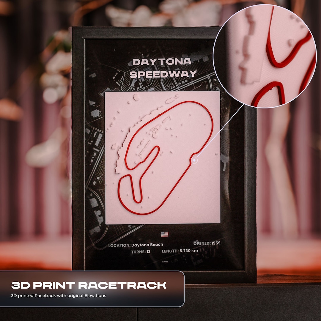 3D Print Daytona Speedway Poster Framed Race Track Art Motorsport Wall ...