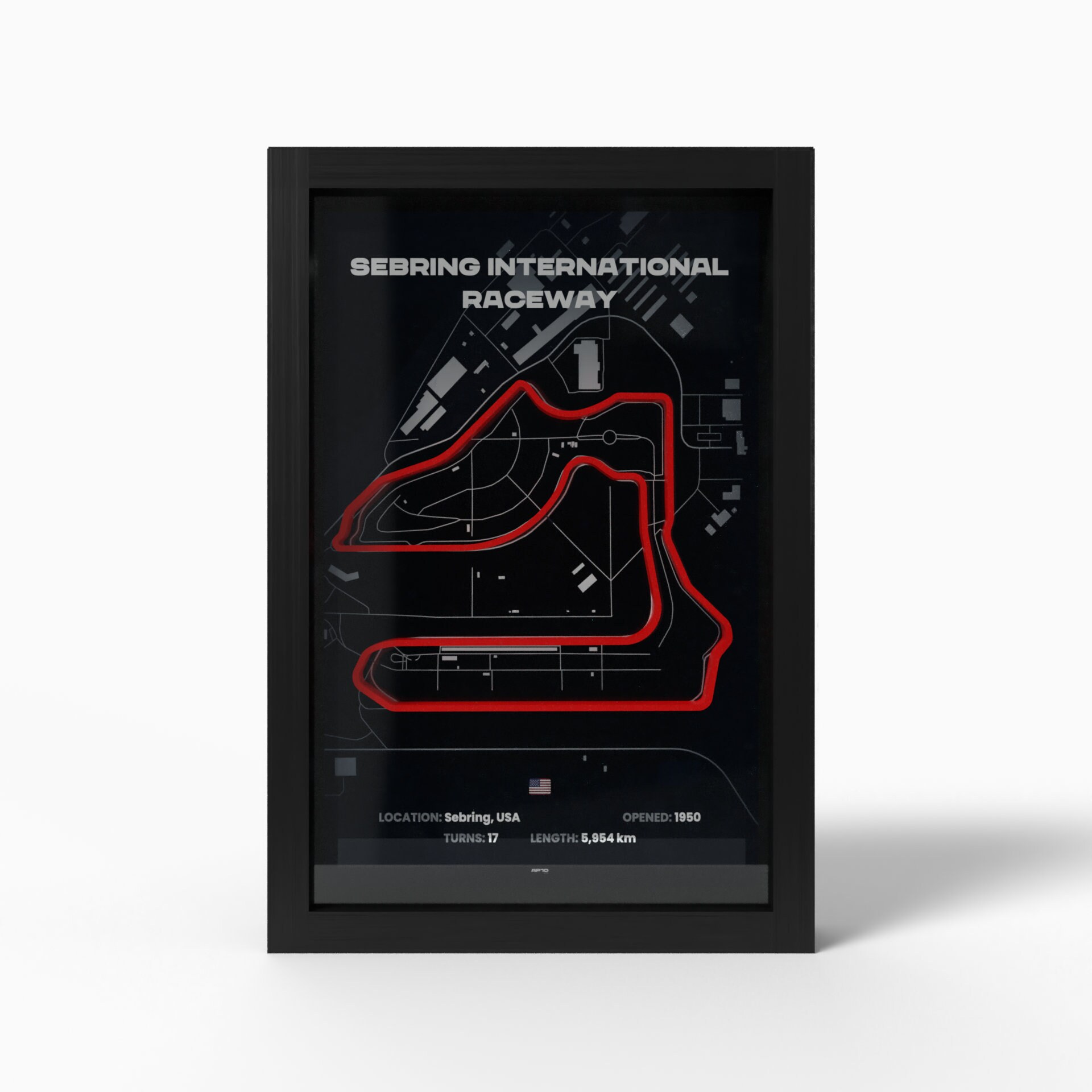 3D Print Sebring Racetrack Poster Framed Race Track Art Motorsport Wall ...