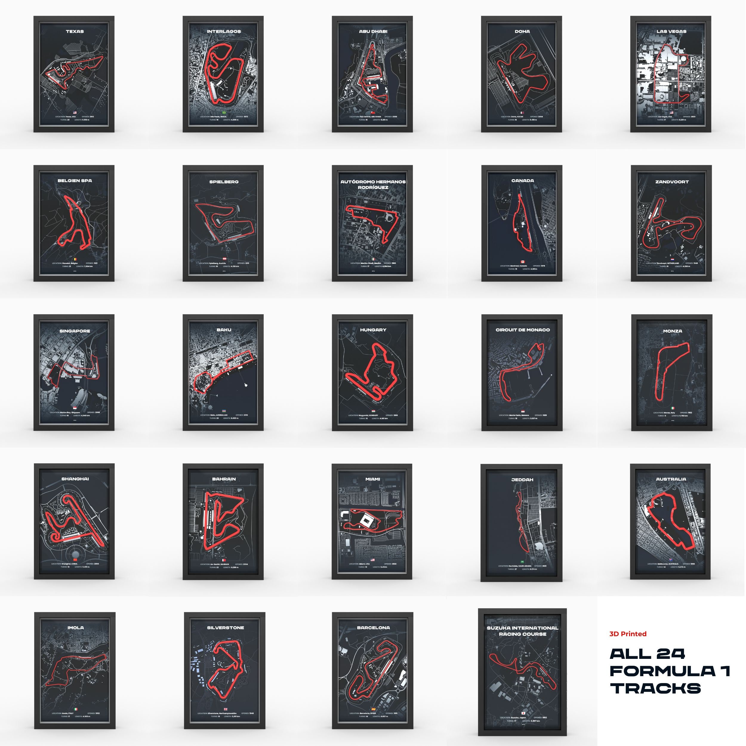 All 24 3D F1 Race Track Posters Handmade in Germany Exclusive Wall ...