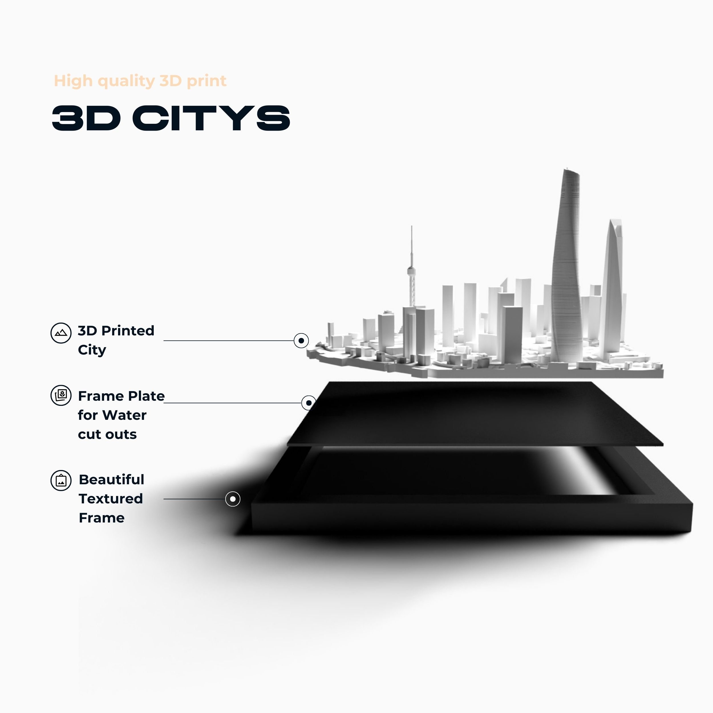3d-printed Dubai City Miniature Model – Burj Khalifa – Exclusive Framed ...