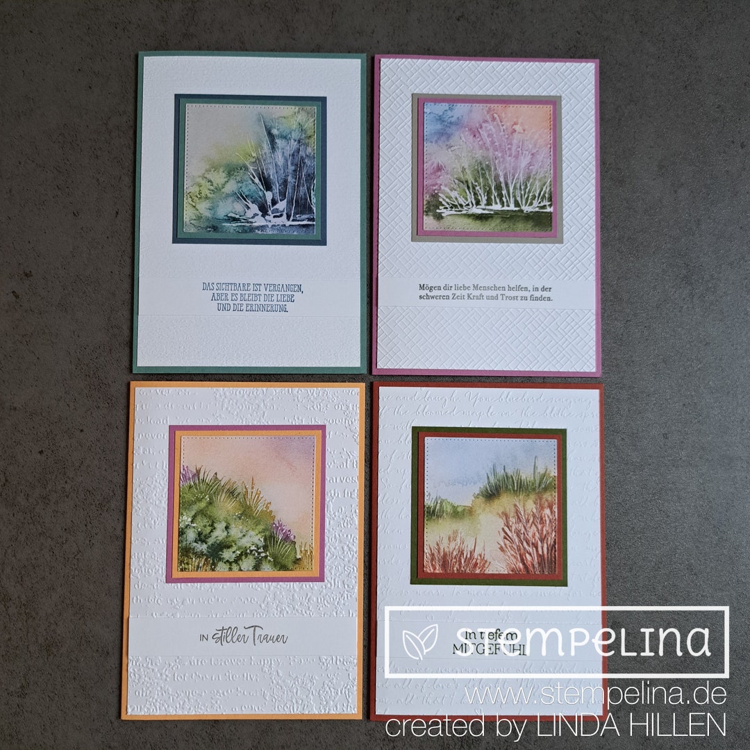 Mourning Card, Condolence Card Modern Landscape Motif Individually or ...