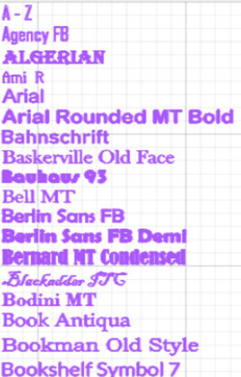Xtool XCS Font Examples A - Z / List of Fonts Displaying Their Actual ...