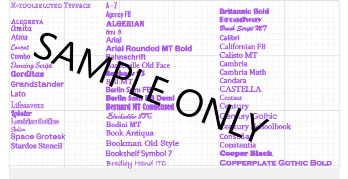 Xtool XCS Font Examples A - Z / List of Fonts Displaying Their Actual ...