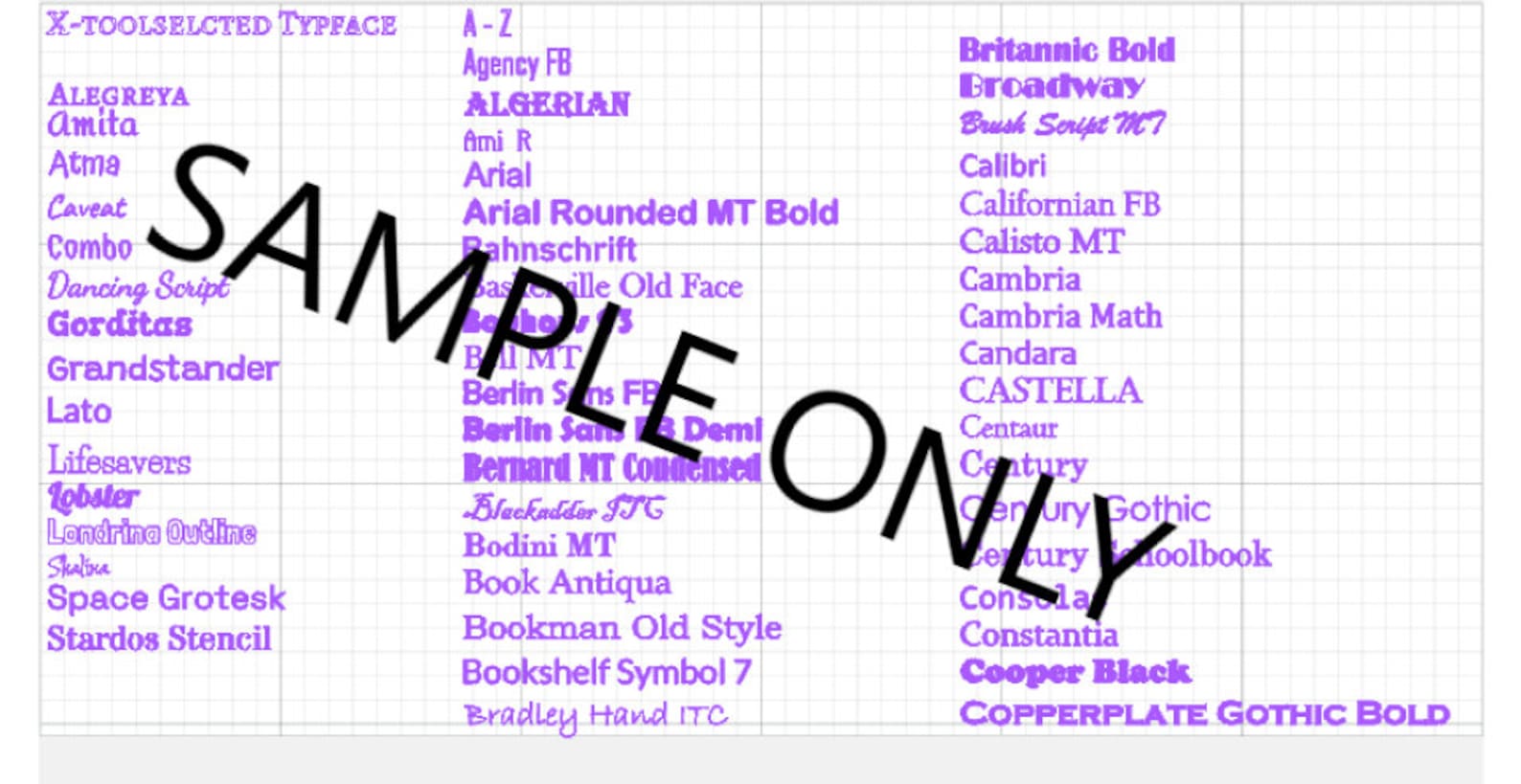 Xtool XCS Font Examples A - Z / List of Fonts Displaying Their Actual ...