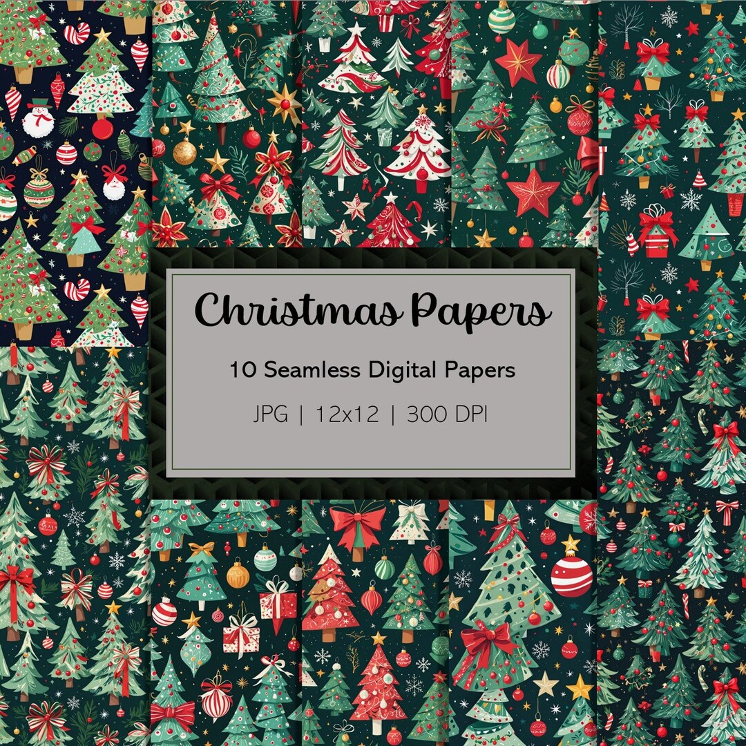 Christmas Themed Digital Papers Christmas Pattern Christmas - Etsy