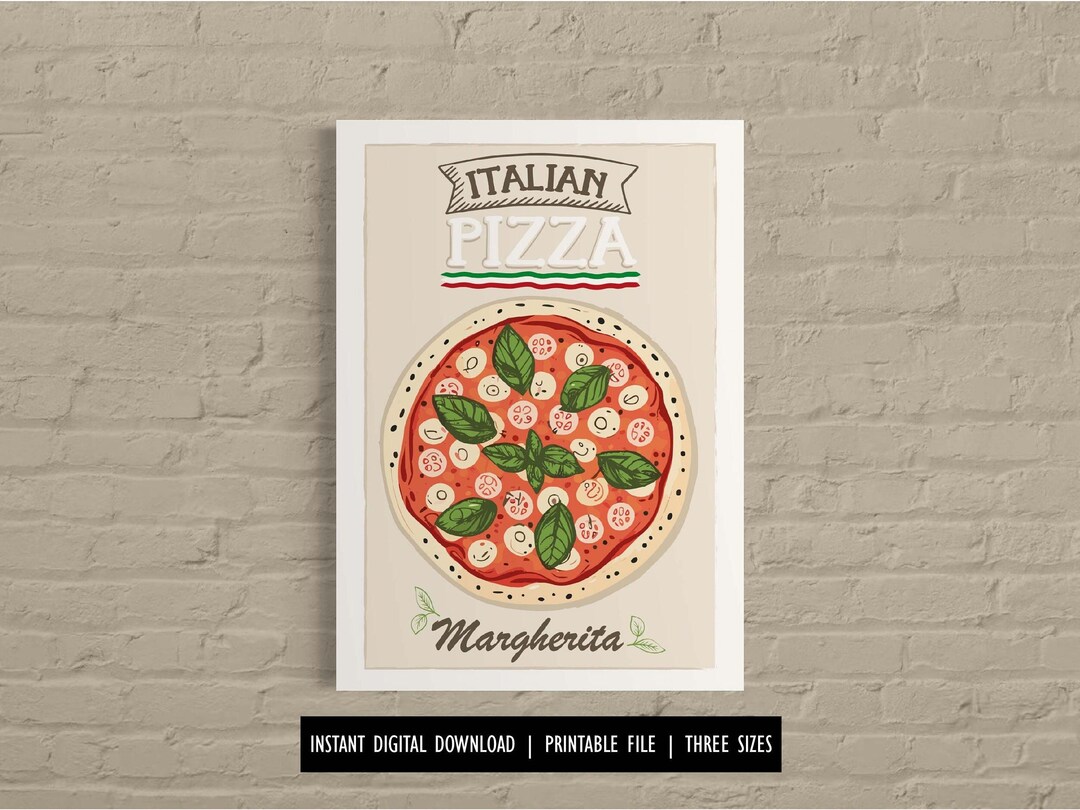 Neapolitan Style Pizza Poster Pizza Margherita Printable Art - Etsy