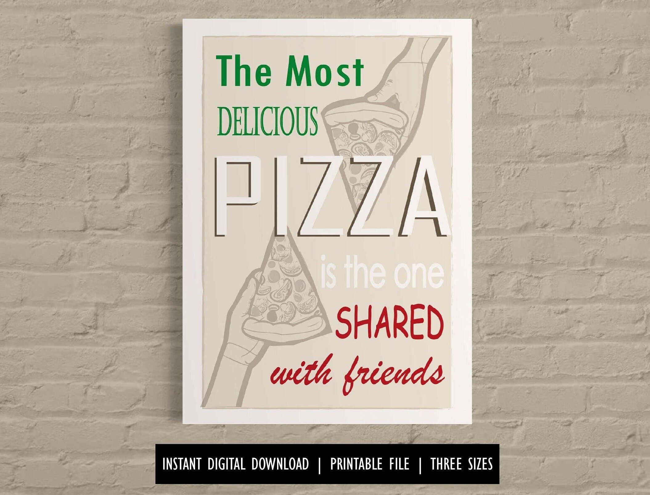 Printable Italian Pizza Poster, Digital Funny Pizza Lovers Wall Art ...