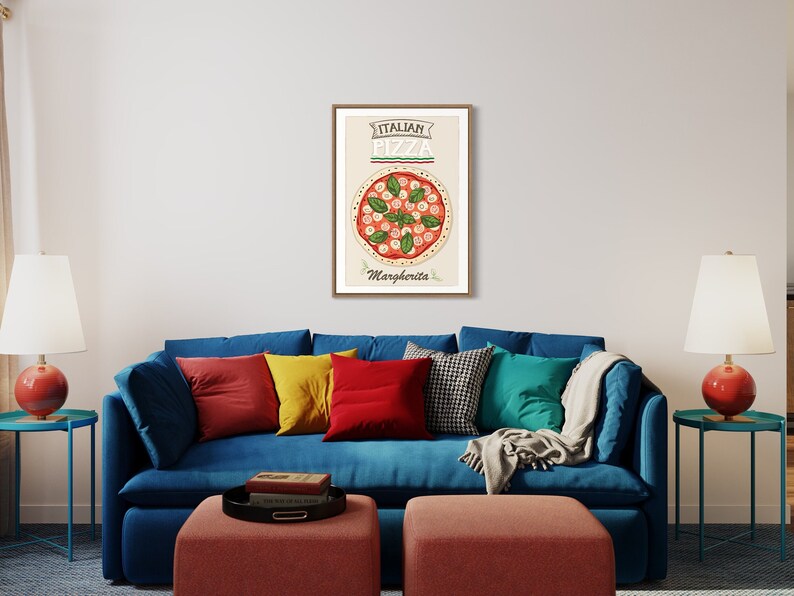 Neapolitan Style Pizza Poster, Pizza Margherita Printable Art, Naples ...