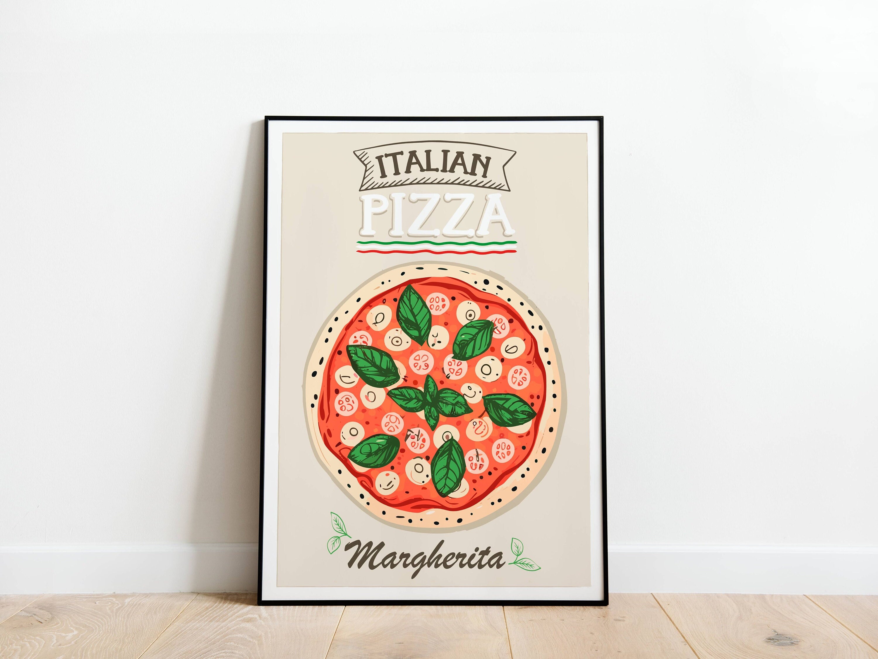 Neapolitan Style Pizza Poster, Pizza Margherita Printable Art, Naples ...