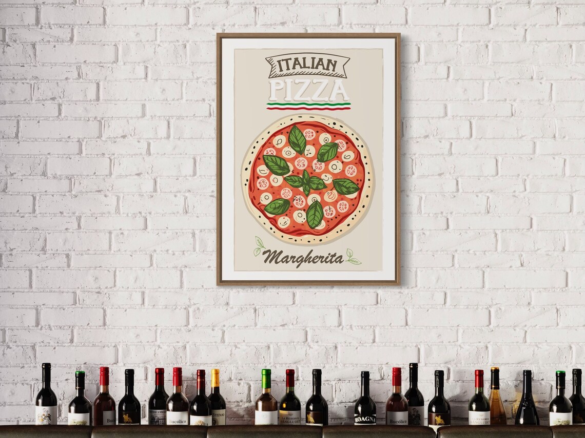 Neapolitan Style Pizza Poster, Pizza Margherita Printable Art, Naples ...