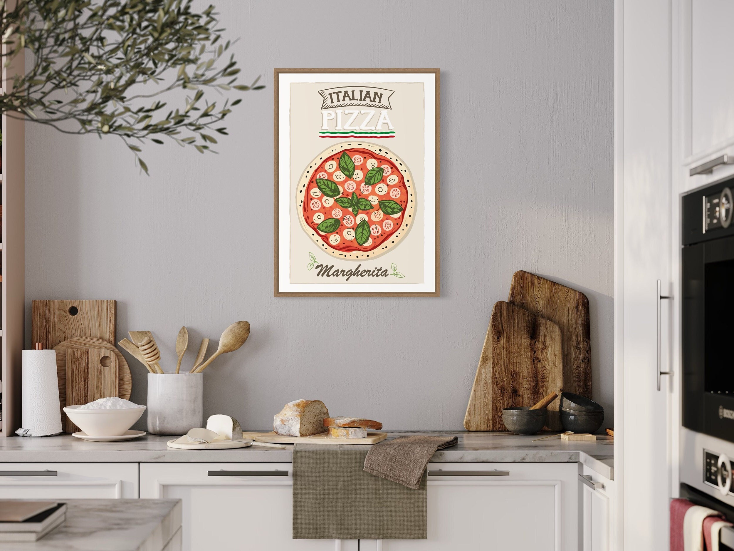 Neapolitan Style Pizza Poster, Pizza Margherita Printable Art, Naples ...