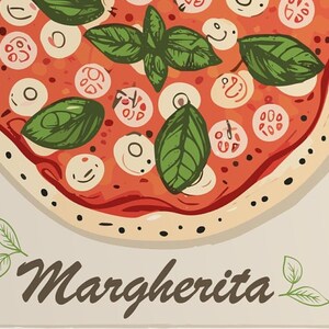 Neapolitan Style Pizza Poster, Pizza Margherita Printable Art, Naples ...