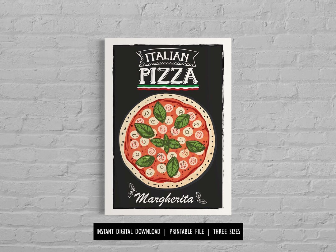 Pizza Margherita Printable Poster, Naples Food Pizza Art Print, Pizza ...