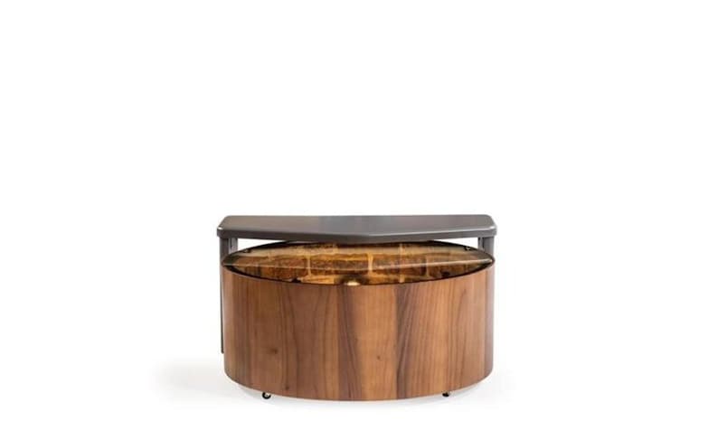 Unique Designer Luxury Wood Coffee Table With Infinite Fountain, Round ...
