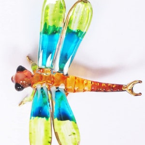 Miniature Hand Blown Glass Funny Dragonfly Tiny Glass Insect Figurine ...
