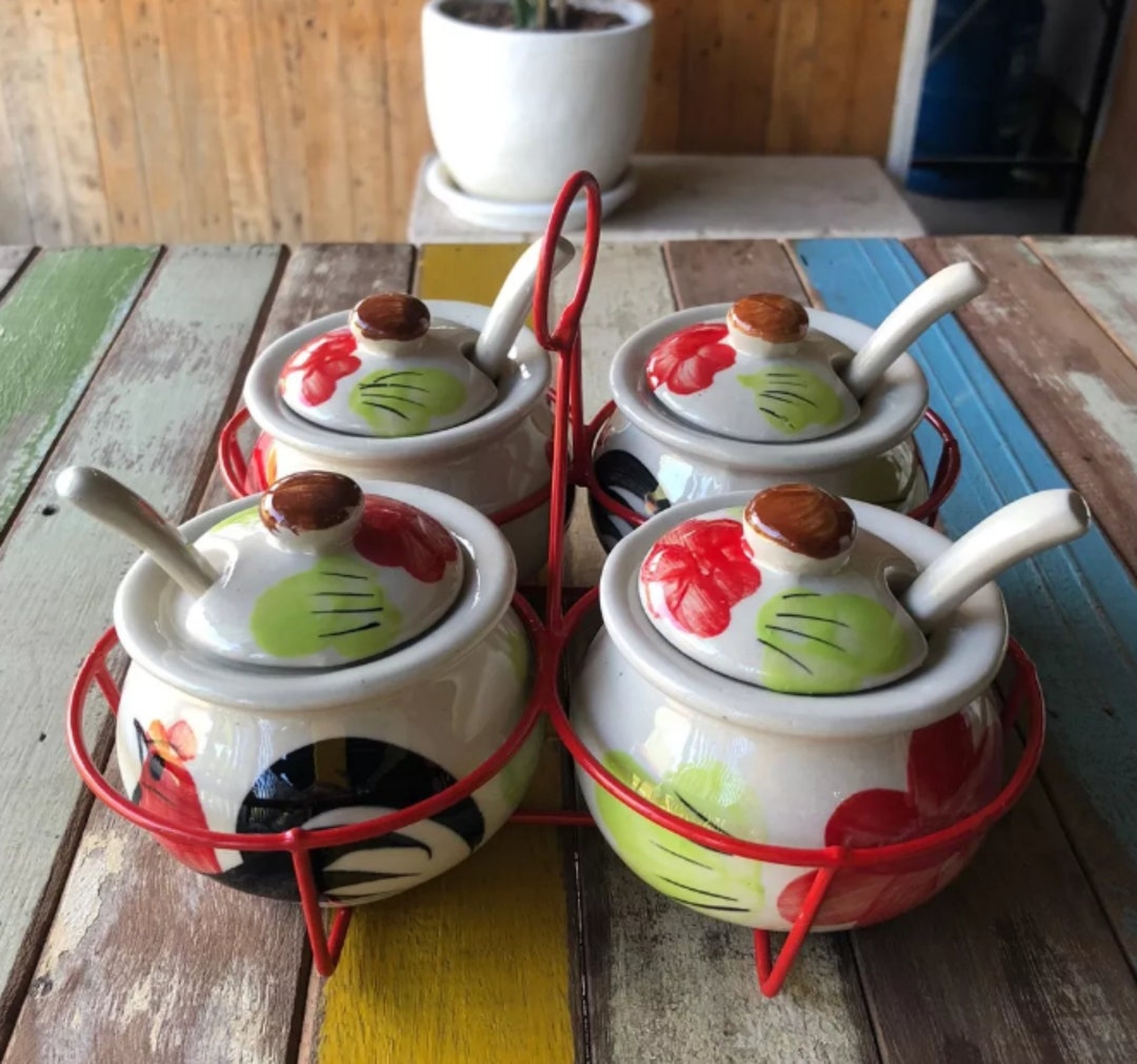 Thai Rooster Vintage Design Ceramic Condiment Table Set-handcrafted ...