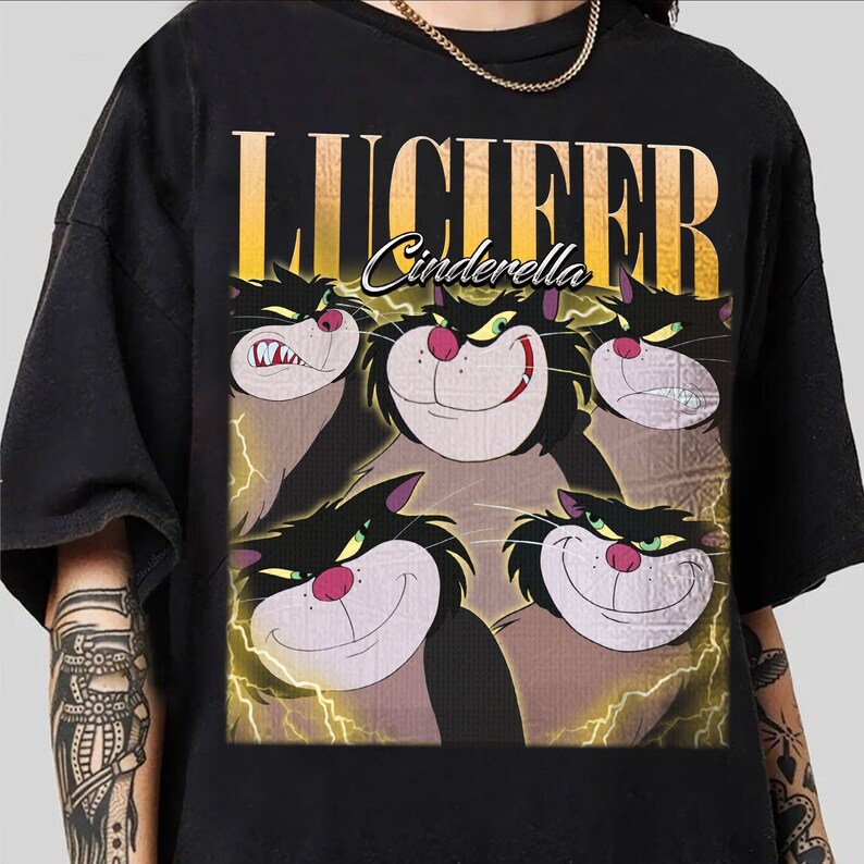 Lucifer Cat Vintage Y2k Style Shirt, Cinderella T-shirt, Disney Cats ...