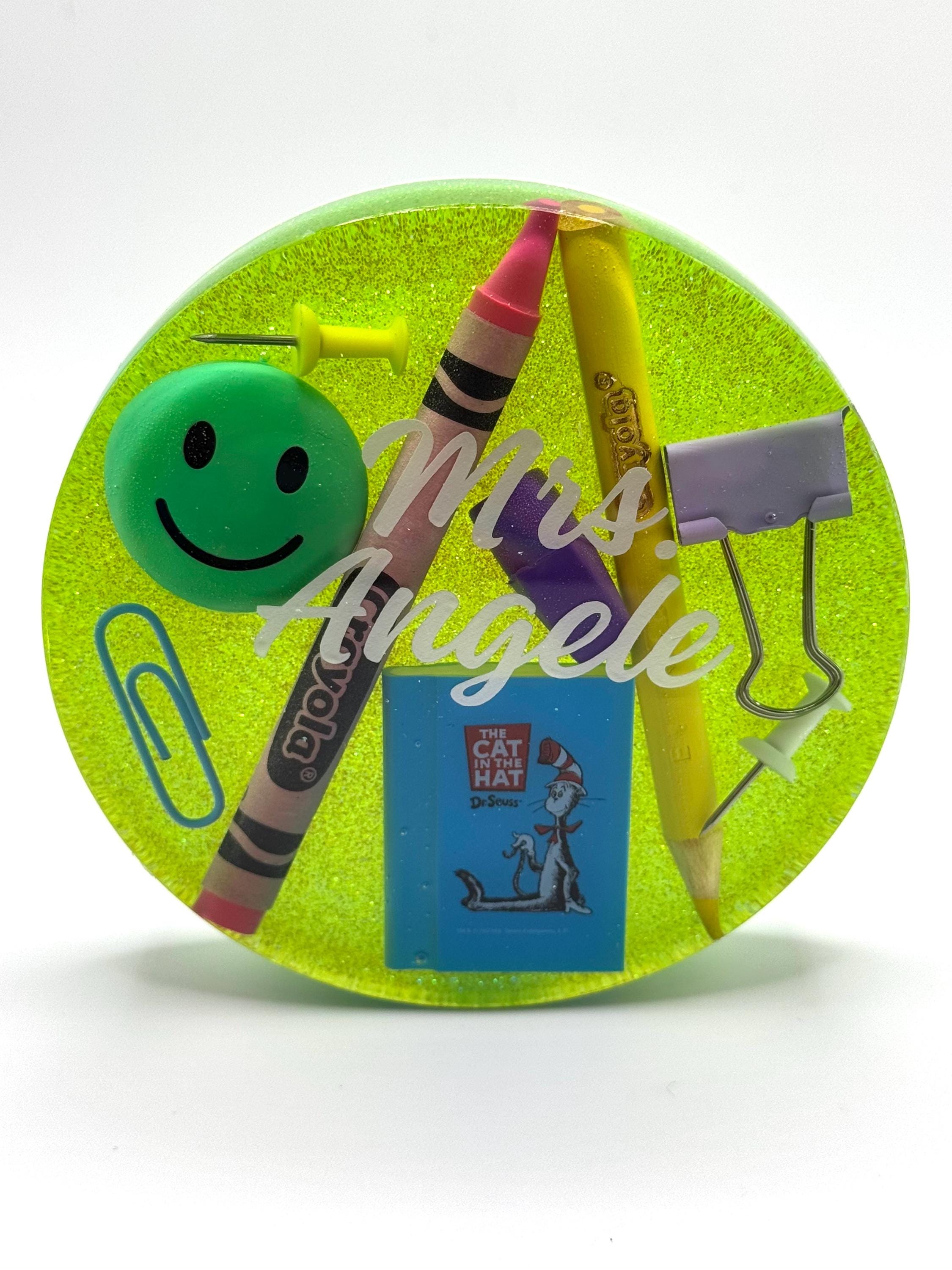 Personalized Teacher Coaster, Glitter Resin Desk Accessory - Etsy