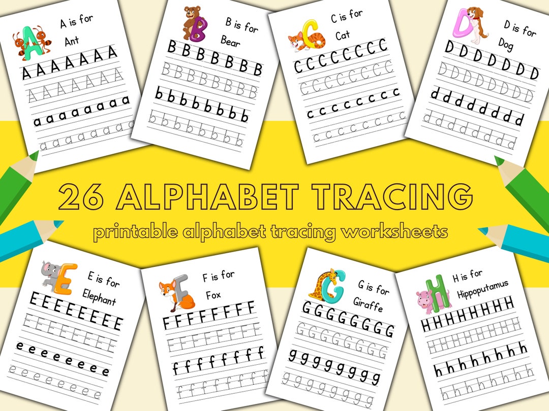 26 Printable Alphabet Tracing Worksheets. Preschool-kindergarten ...