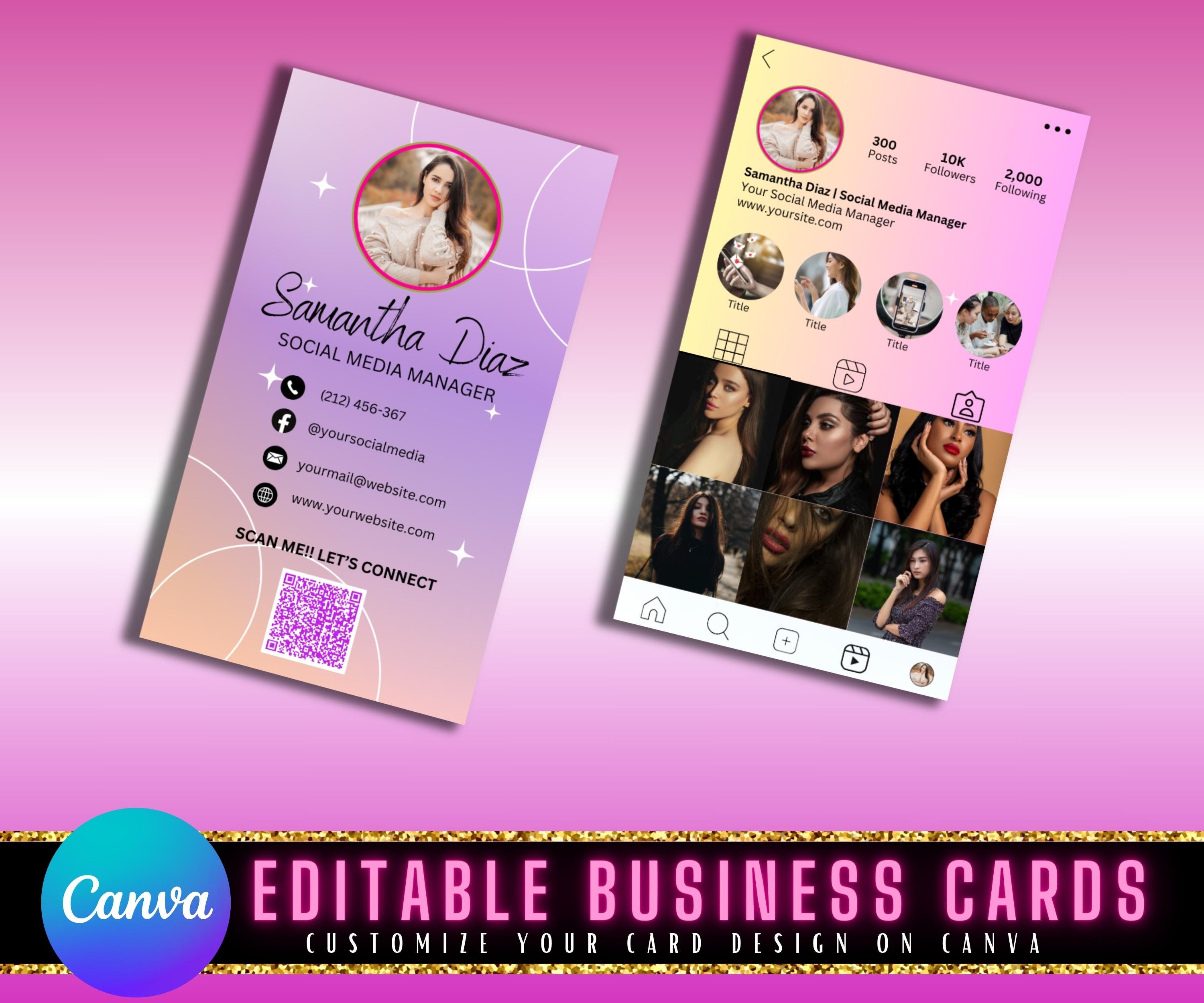 Instagram Business Card Template Printable Business Card Instagram ...