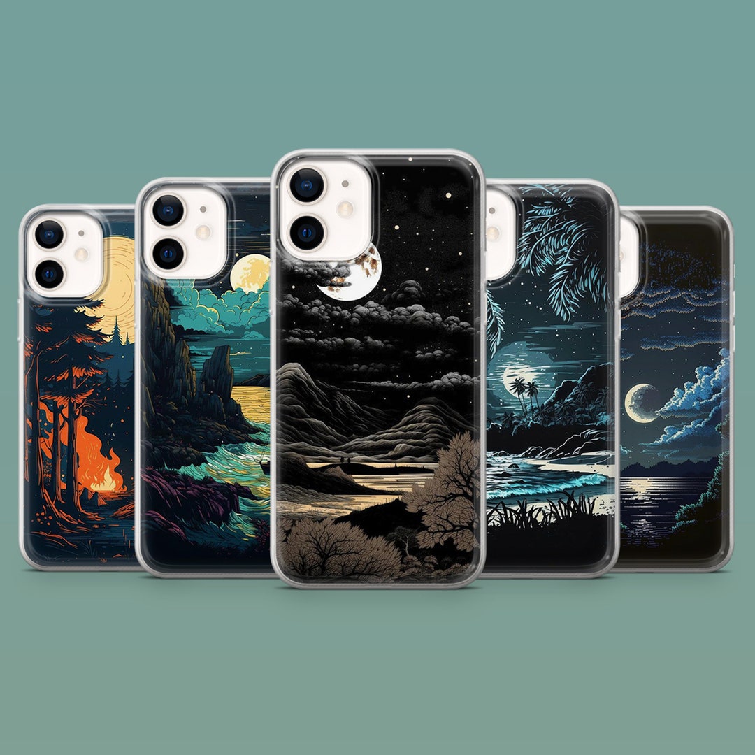 Night Phone Case Planets Moonlight Cover for iPhone 15, 14, 13, 12, 11 ...