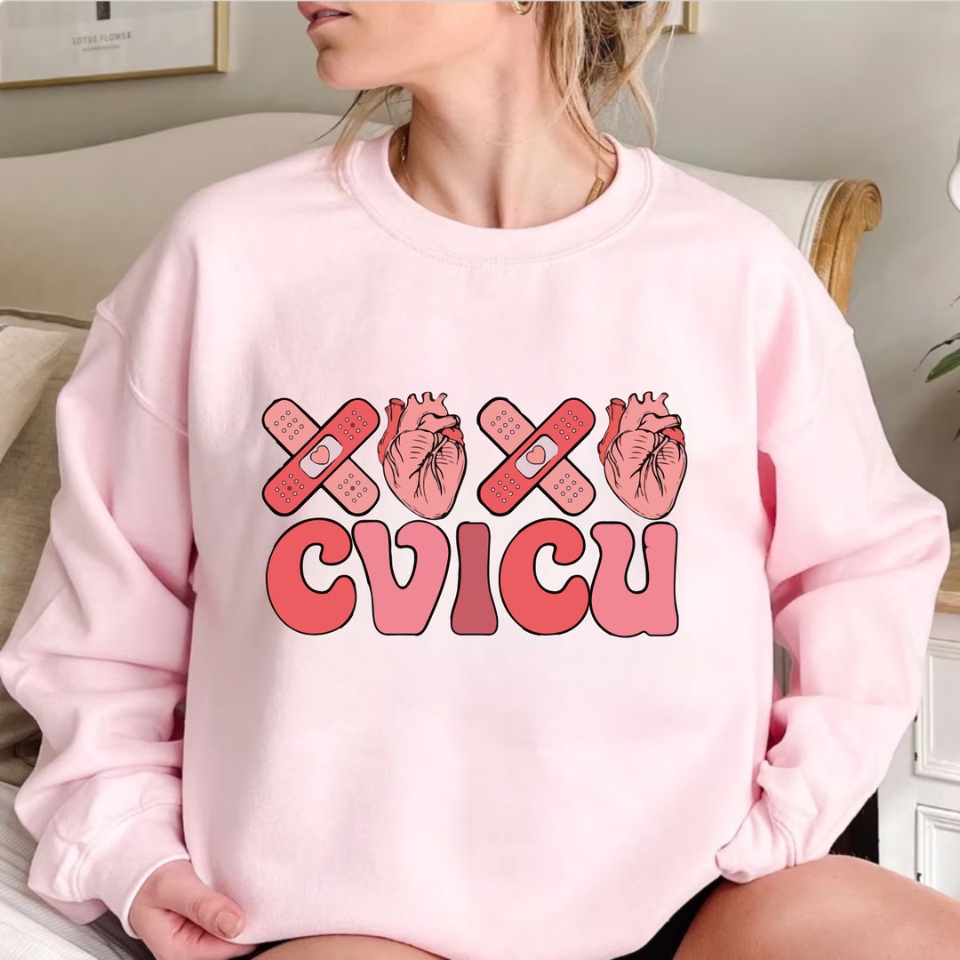 CVICU Valentine's Day Sweatshirt, Retro Cardiac Nurse Valentine Shirt ...