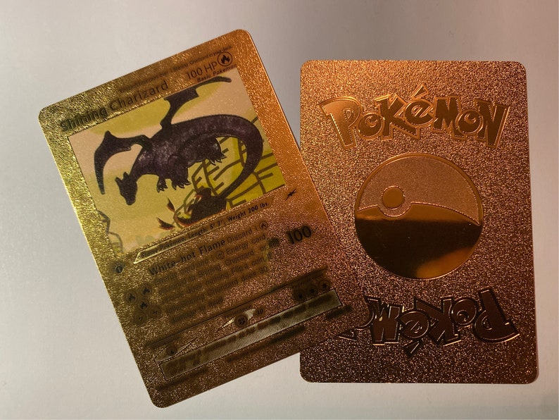 Shining Charizard Golden Pokémon Card Shiny Holo Custom Gold - Etsy