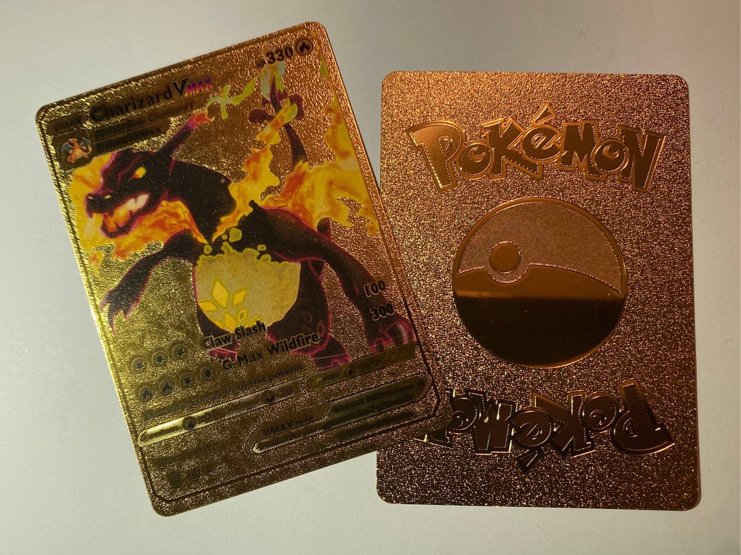 Charizard VMAX Fire Golden Pokémon Card Shiny Holo Custom Gold - Etsy ...